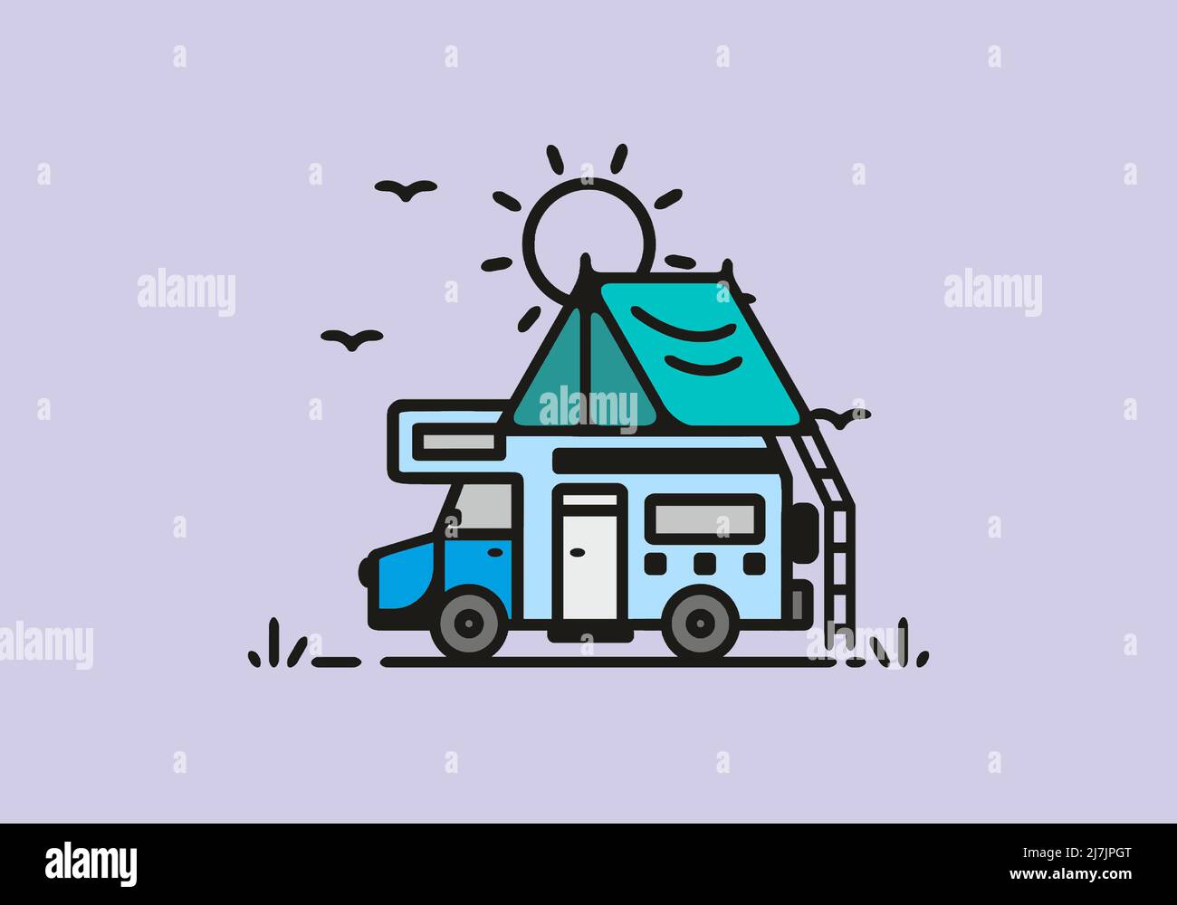 Simple camper van camping illustration design Stock Vector Image & Art ...