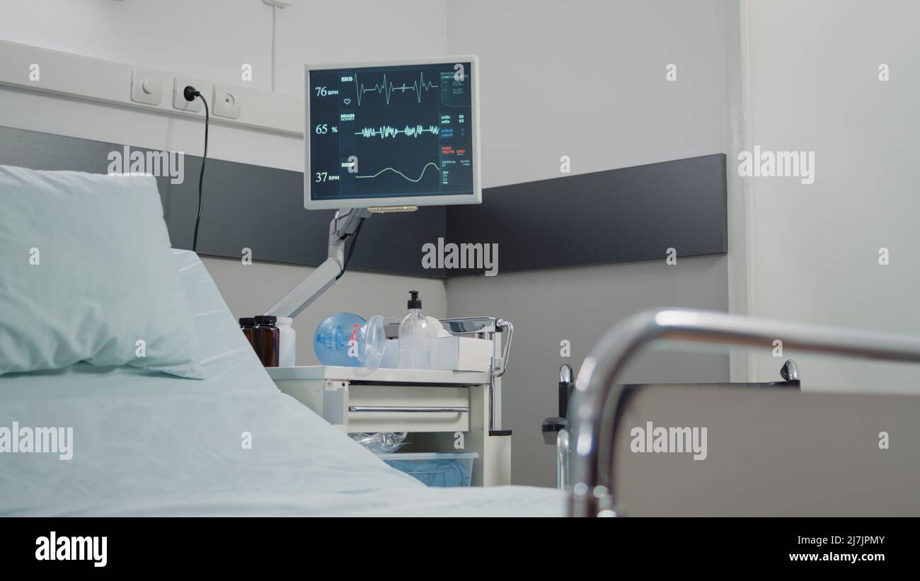 Close up of monitor used to measure heart rate and pulse for healthcare ...