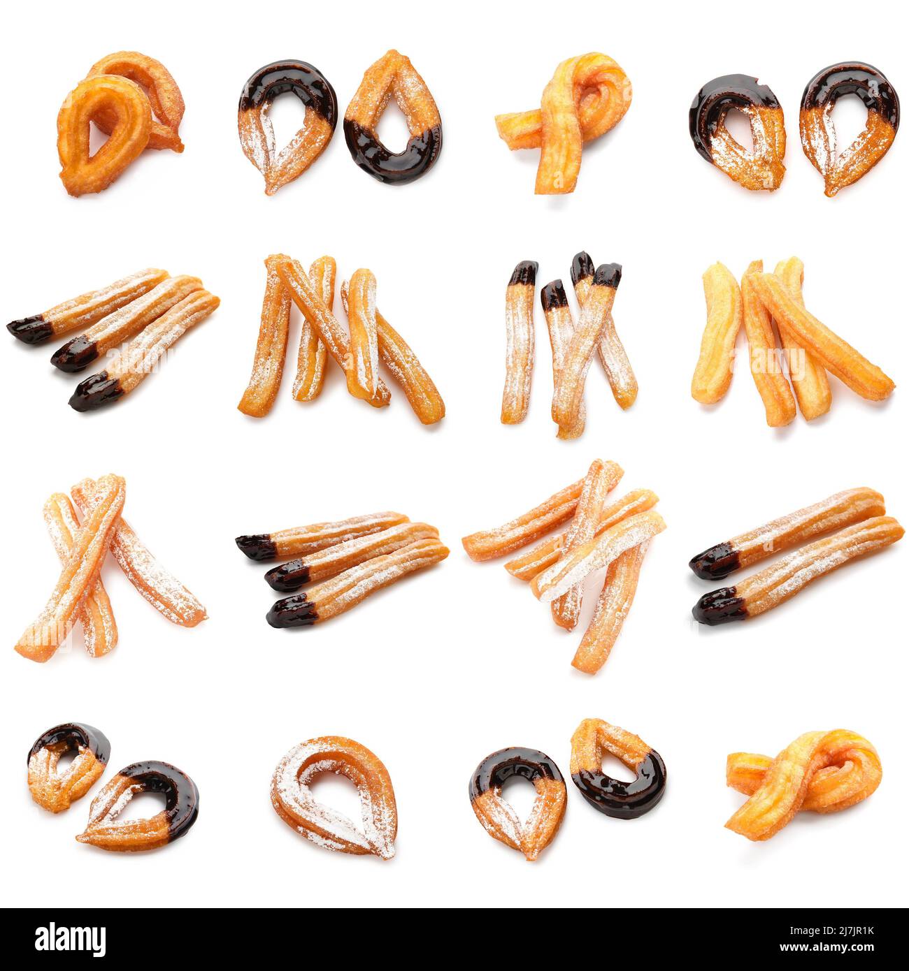 Set of many tasty churros isolated on white Stock Photo - Alamy