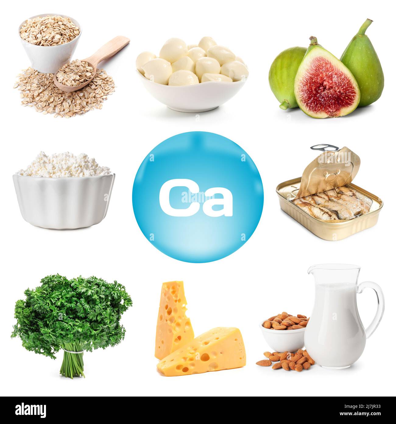 Set of healthy products rich in calcium on white background Stock Photo ...