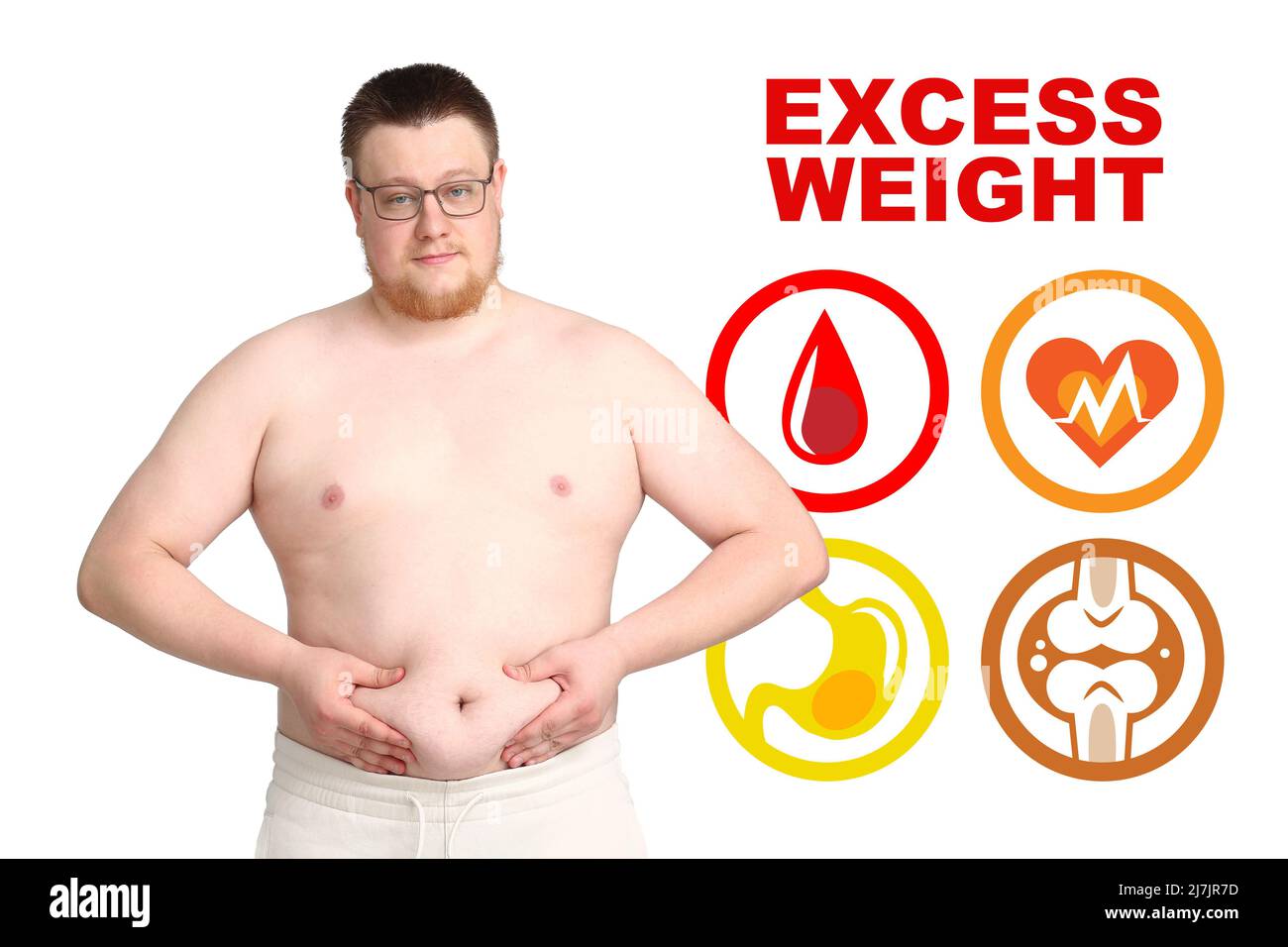 Overweight man having problems with his health because of excess weight ...
