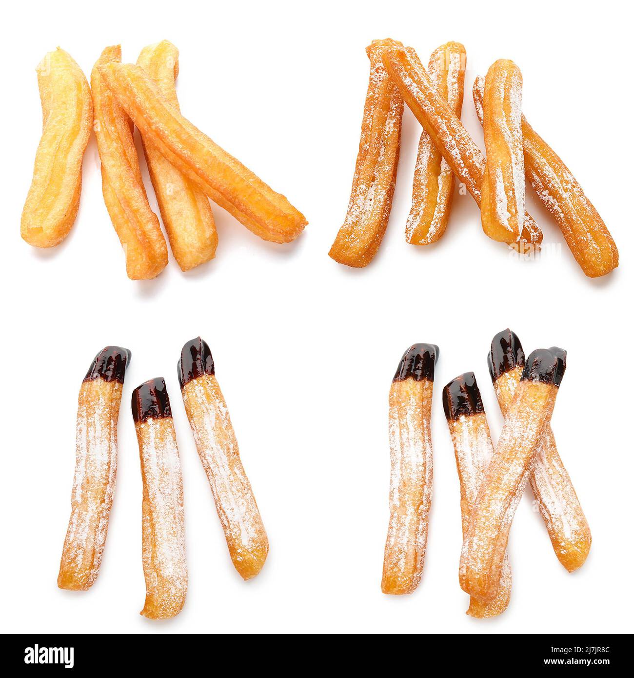 Set of tasty churros on white background Stock Photo - Alamy
