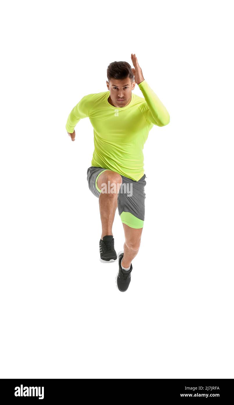 Portrait caucasian male runner training Cut Out Stock Images & Pictures ...
