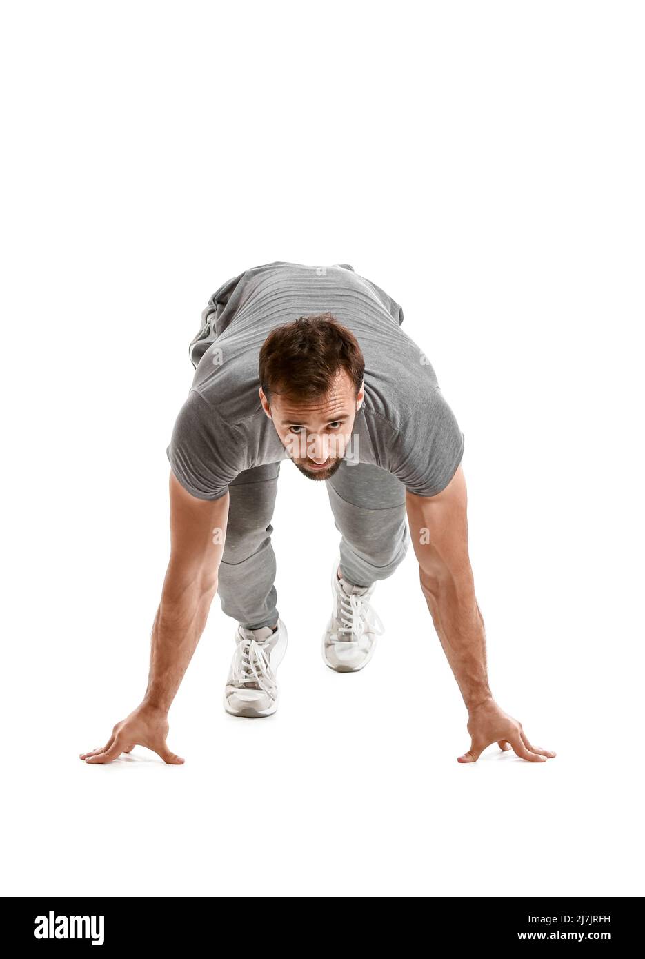 Portrait caucasian male runner training Cut Out Stock Images & Pictures ...