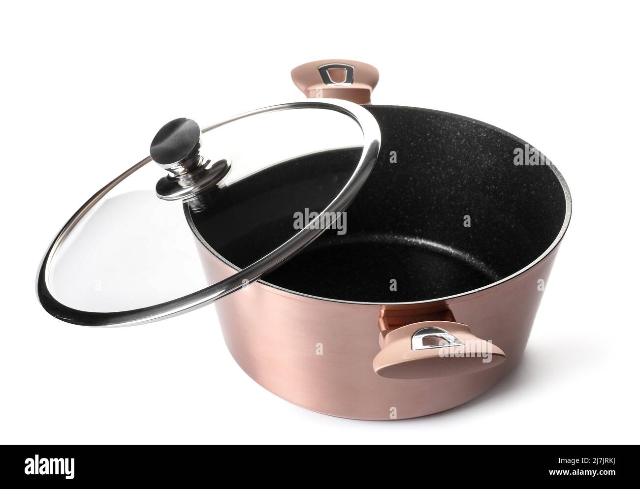 Cooking pot with lid on white background Stock Photo - Alamy