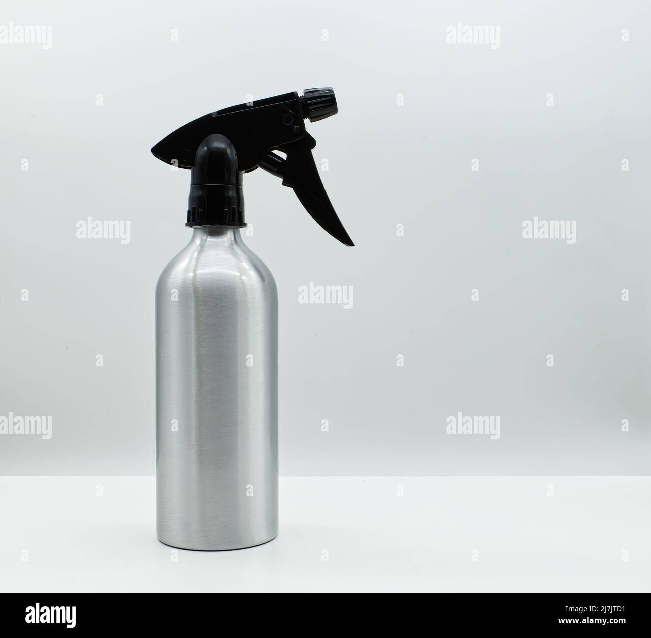 Silver spray bottle isolated on white background. Spry bottle without ...