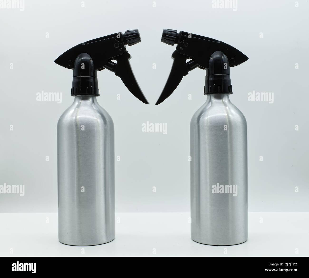 Silver spray bottle isolated on white background. Spry bottle without ...