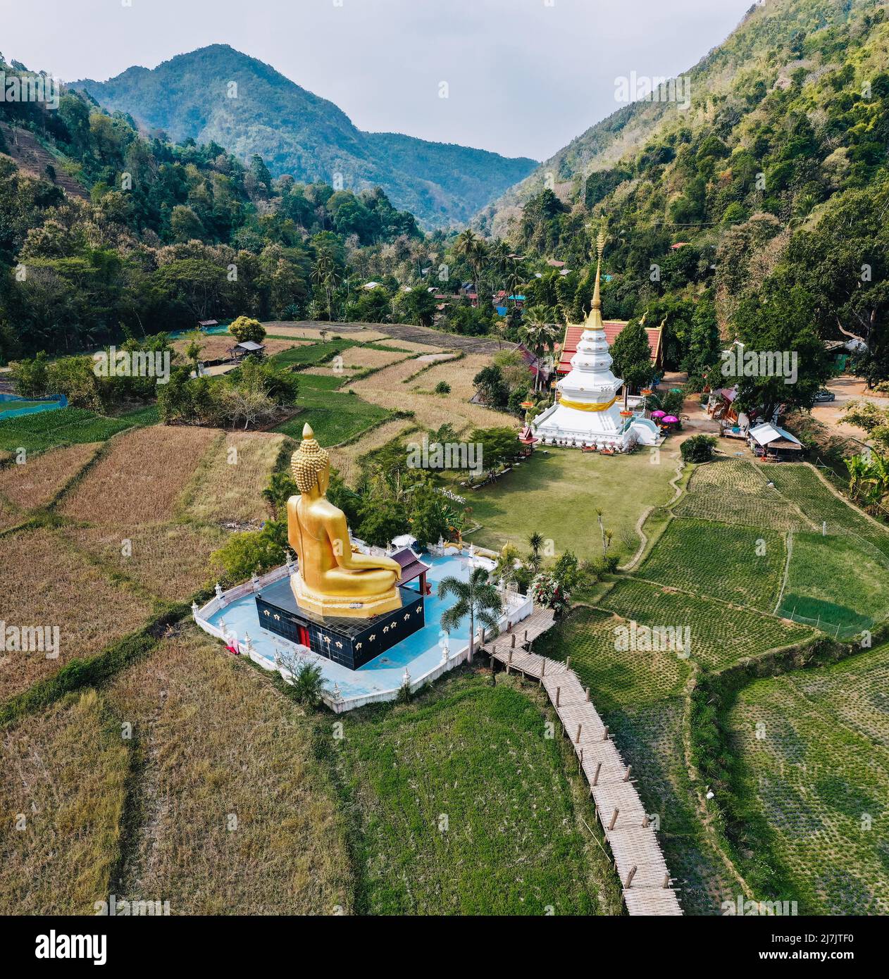Aerial view of Wat Na Khuha Temple in Phrae Thailand Stock Photo - Alamy