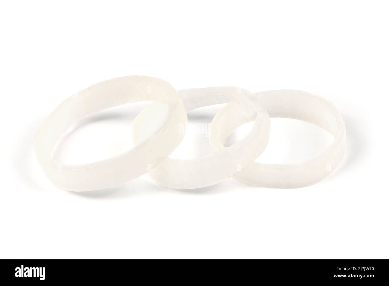 Sliced white onion rings isolated on white background. High resolution ...