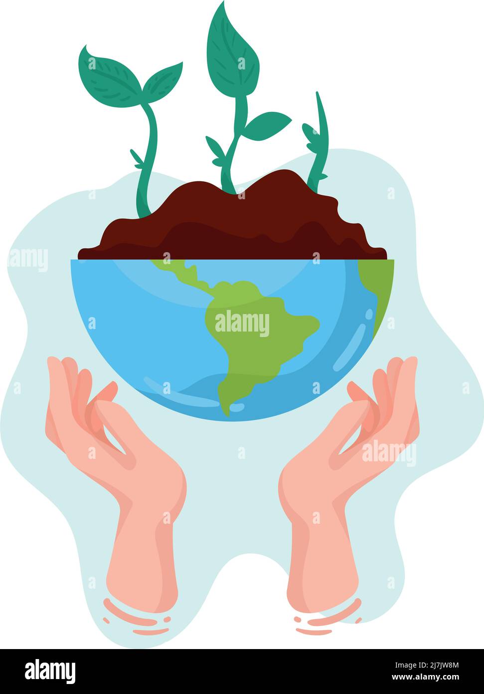 hands lifting earth with trees Stock Vector Image & Art - Alamy