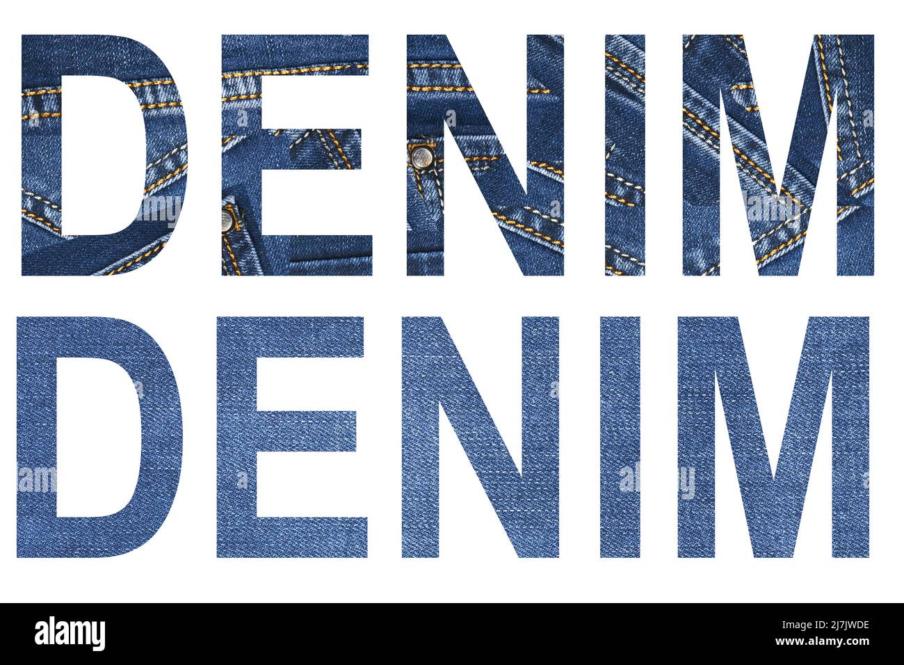 DENIM word from torn scraps of denim, fashion background. High ...