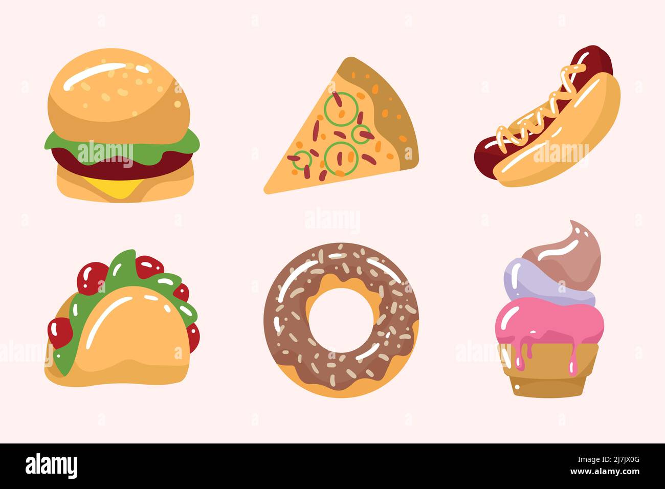 six delicious food icons Stock Vector Image & Art - Alamy