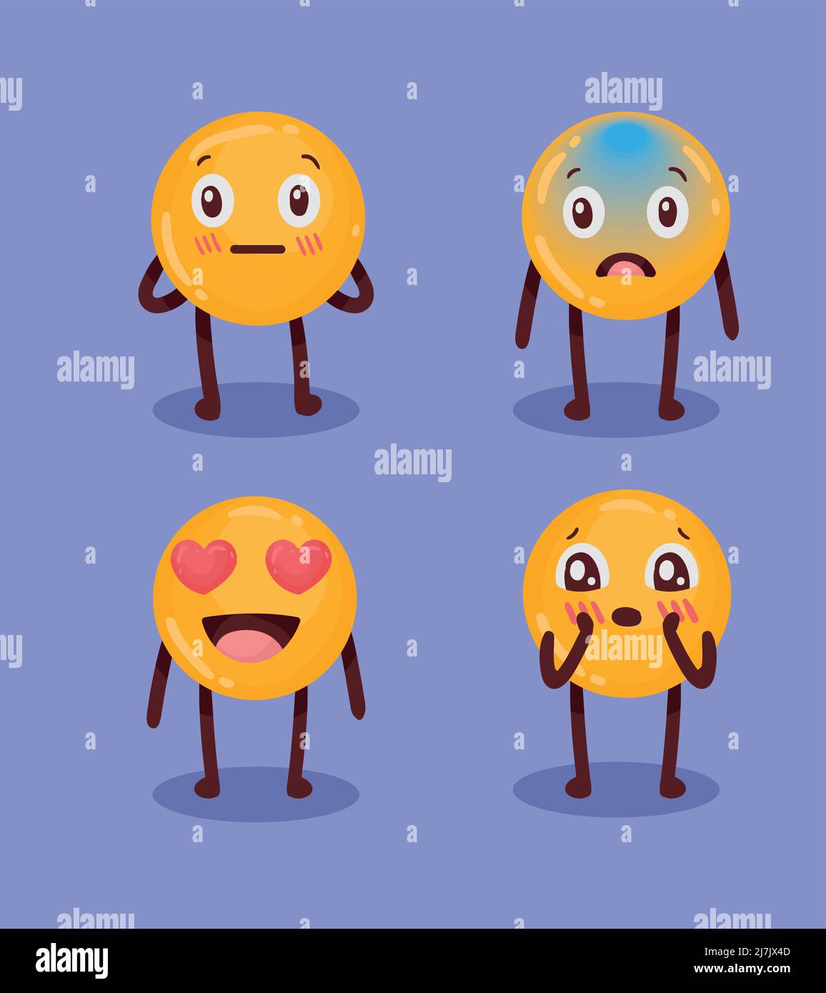 Cute four emoticons faces characters Stock Vector Images - Alamy
