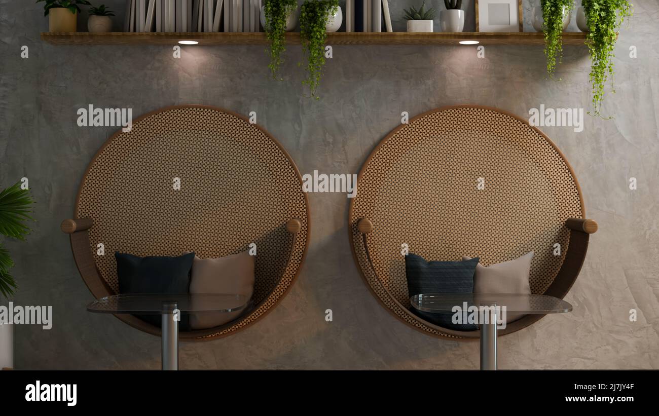 Modern stylish coffee shop seating area interior design with stylish ...