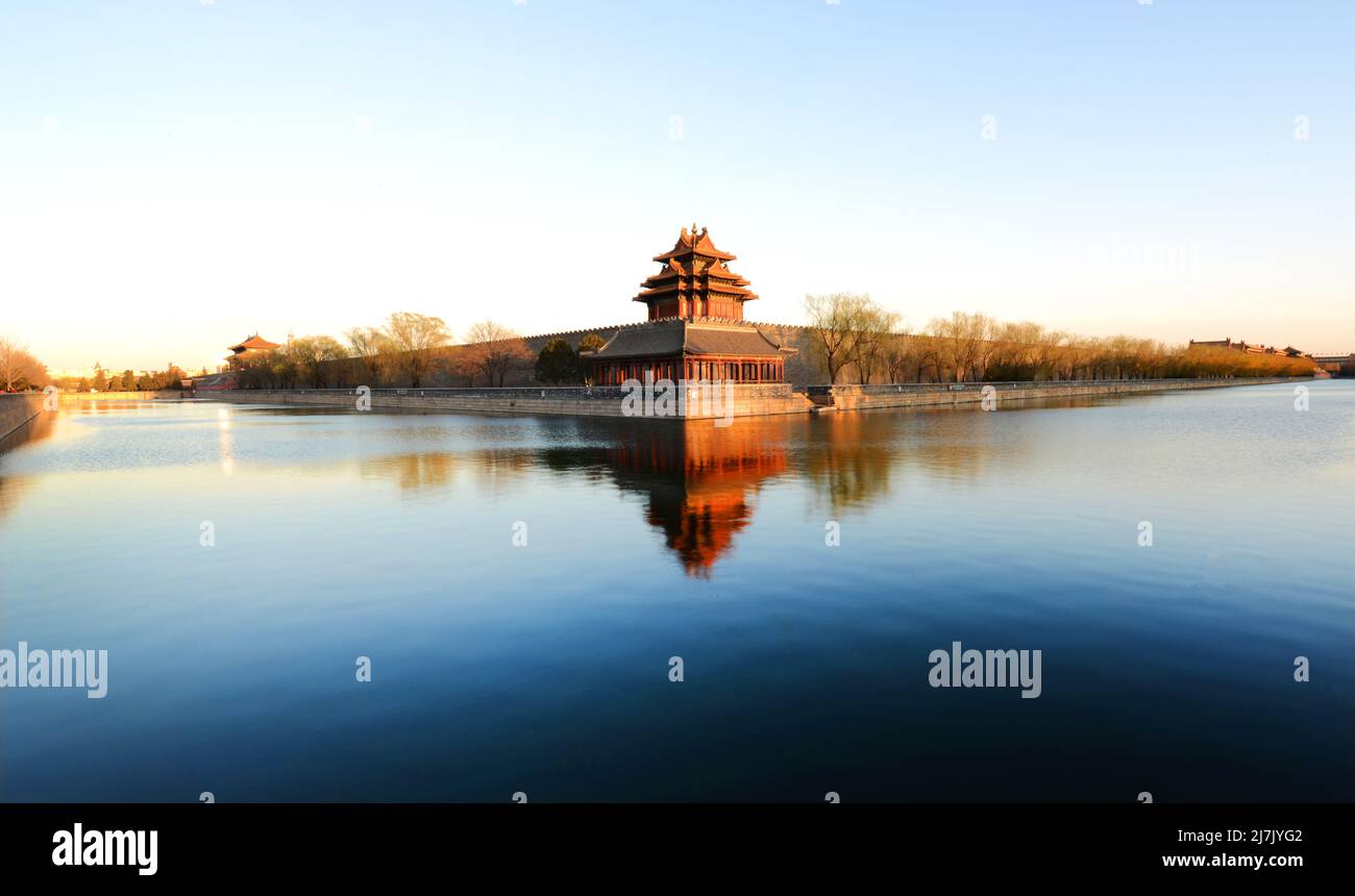 A view of the north western corner tower of the Forbidden city with the ...