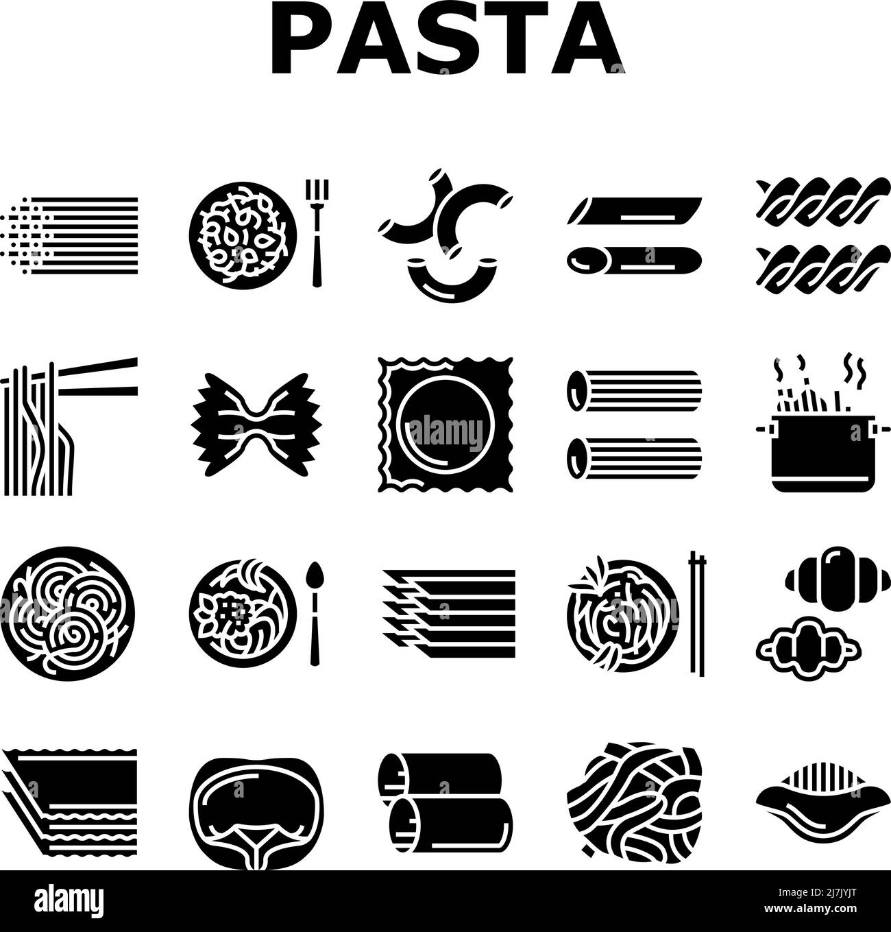 Vector black icons pasta Black and White Stock Photos & Images - Alamy