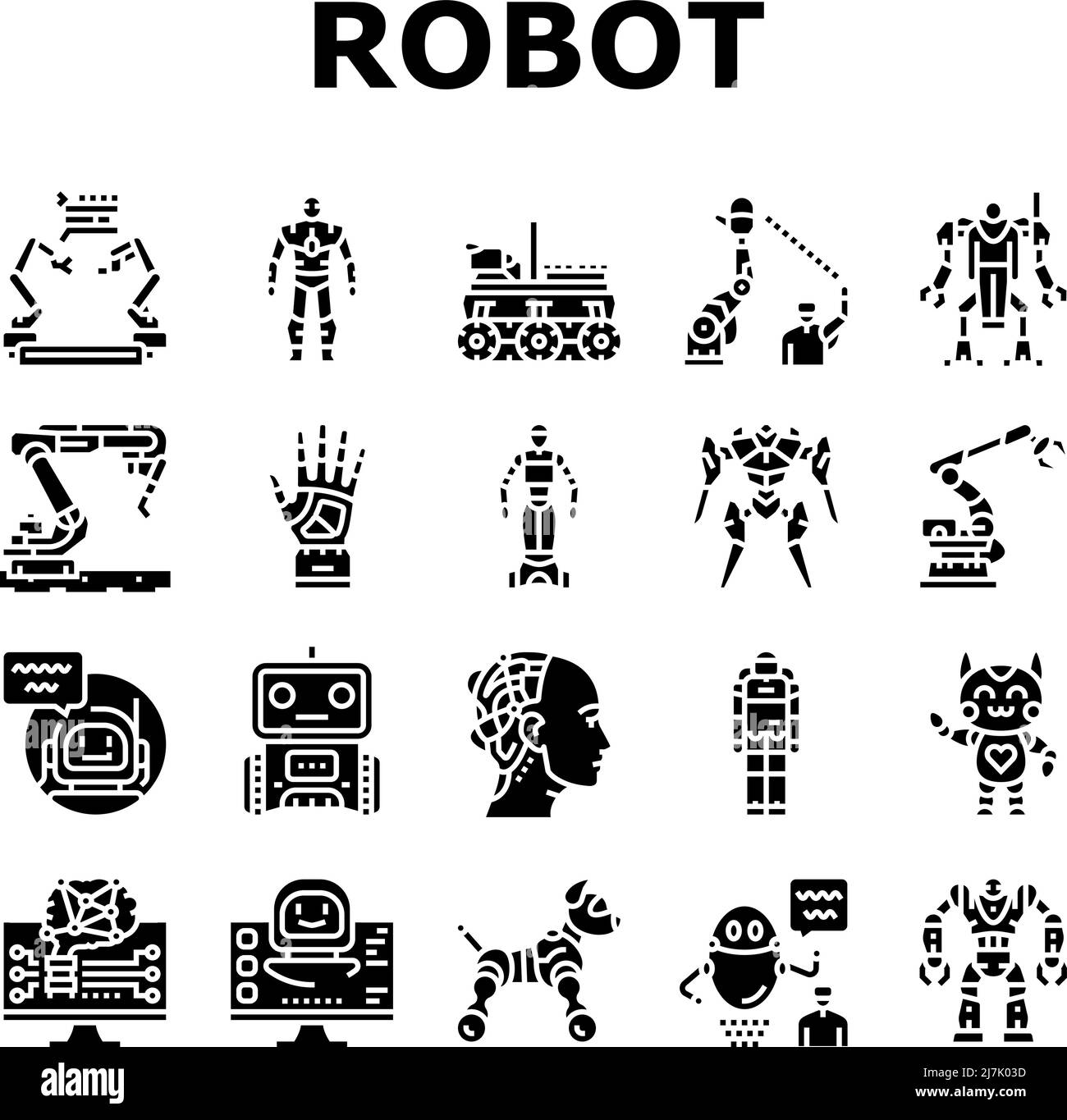 Robot Development And Industry Icons Set Vector Stock Vector Image ...