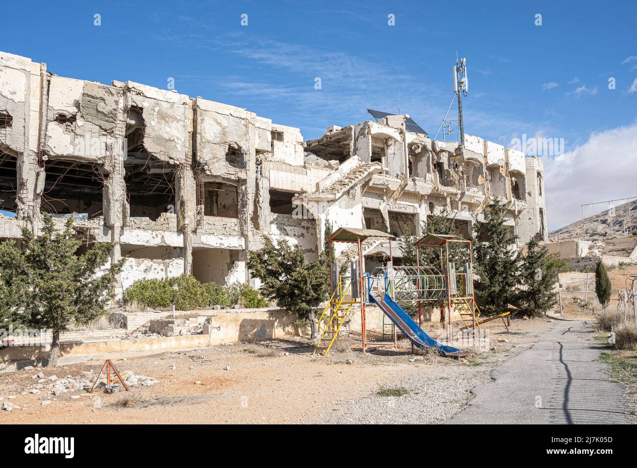 A view of a destroyed hotel, Maaloula, Syria Stock Photo - Alamy