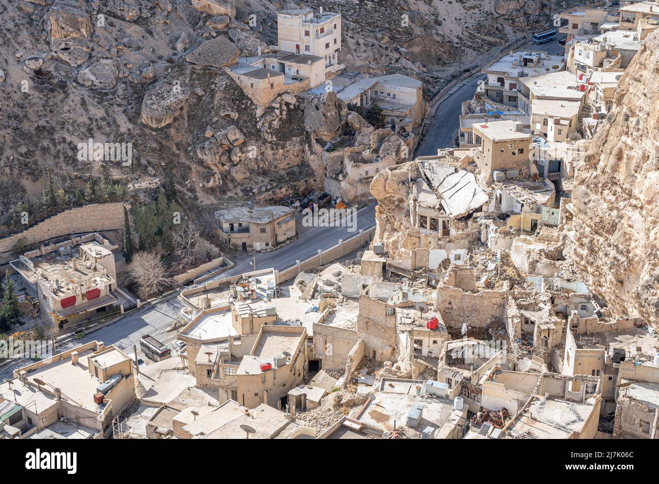 Aerial view of old Houses in Maalula, Syria Stock Photo - Alamy