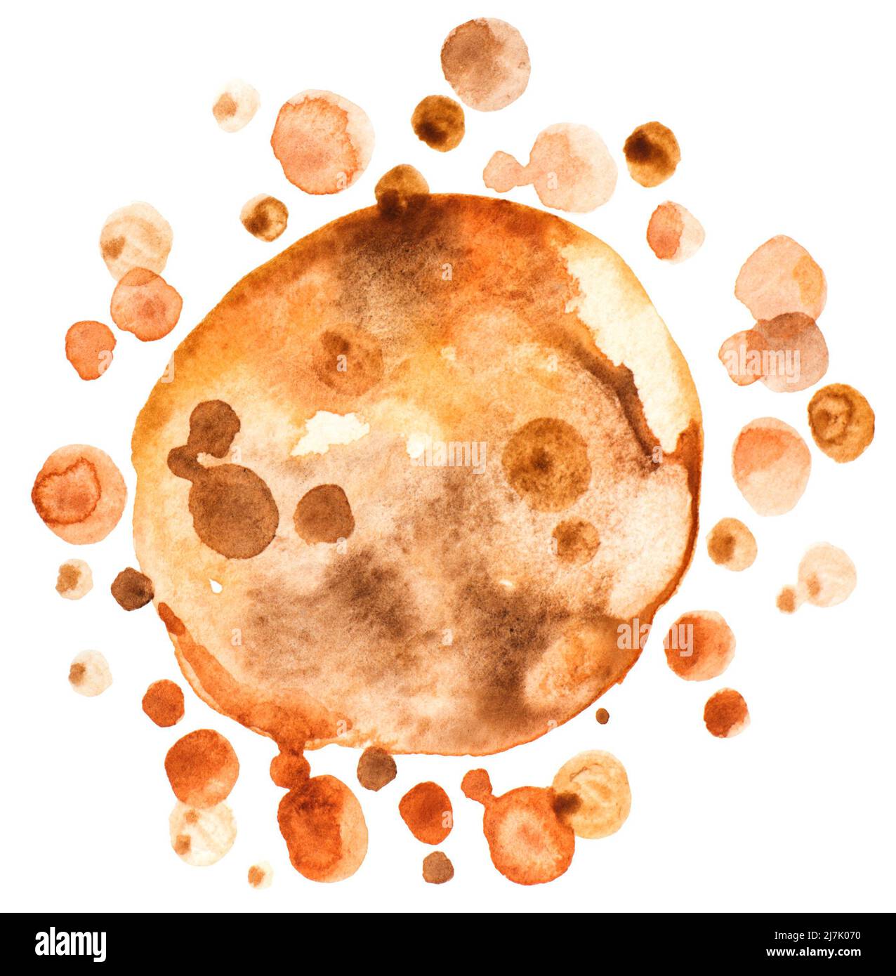 Brown drops watercolor splash. Round artwork texture Stock Photo - Alamy