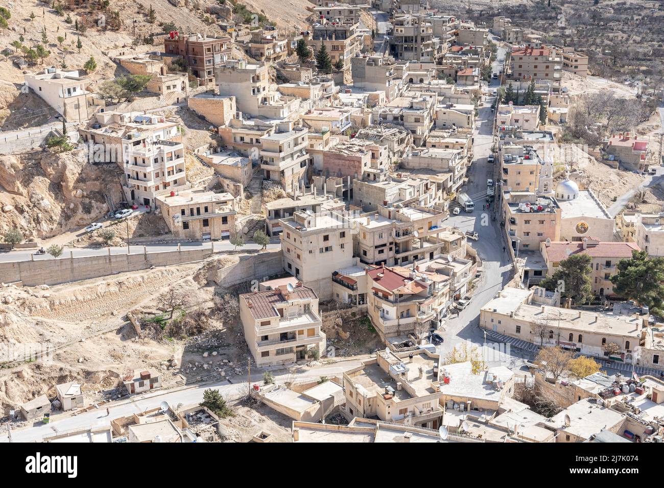 Aerial view of old Houses in Maalula, Syria Stock Photo - Alamy