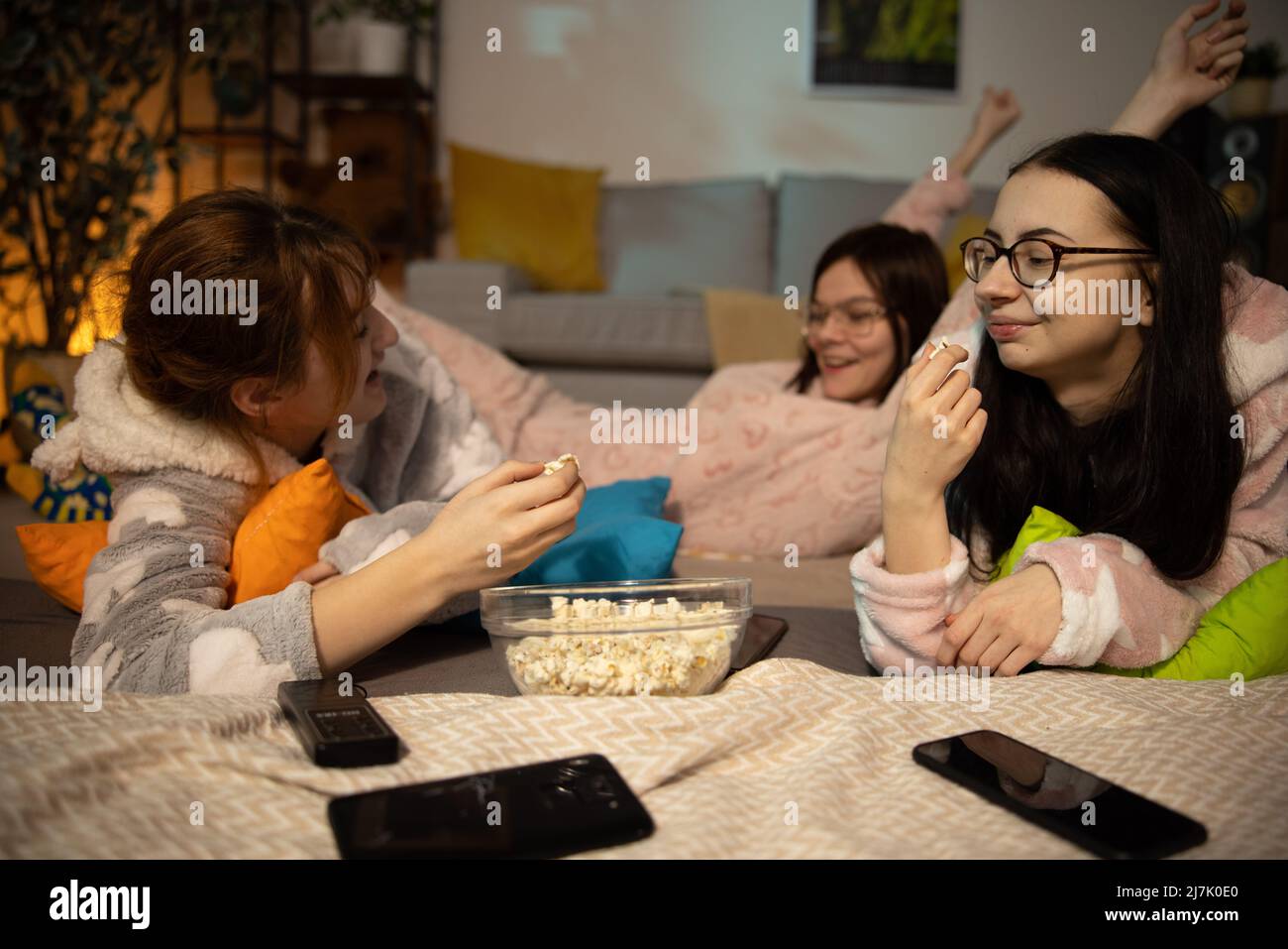 Group girls having sleepover hi-res stock photography and images - Alamy