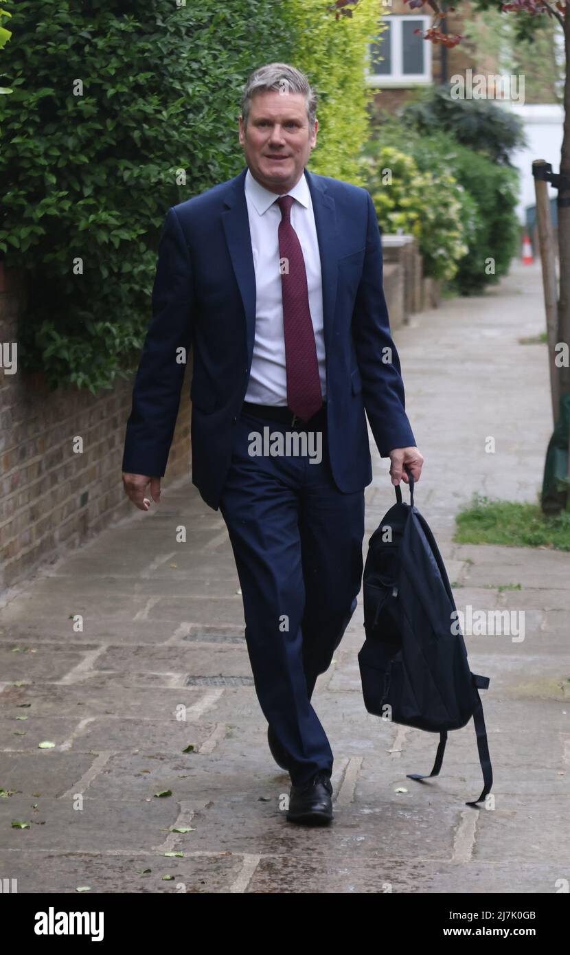 Labour leader Sir Keir Starmer leaves his north London home to attend ...