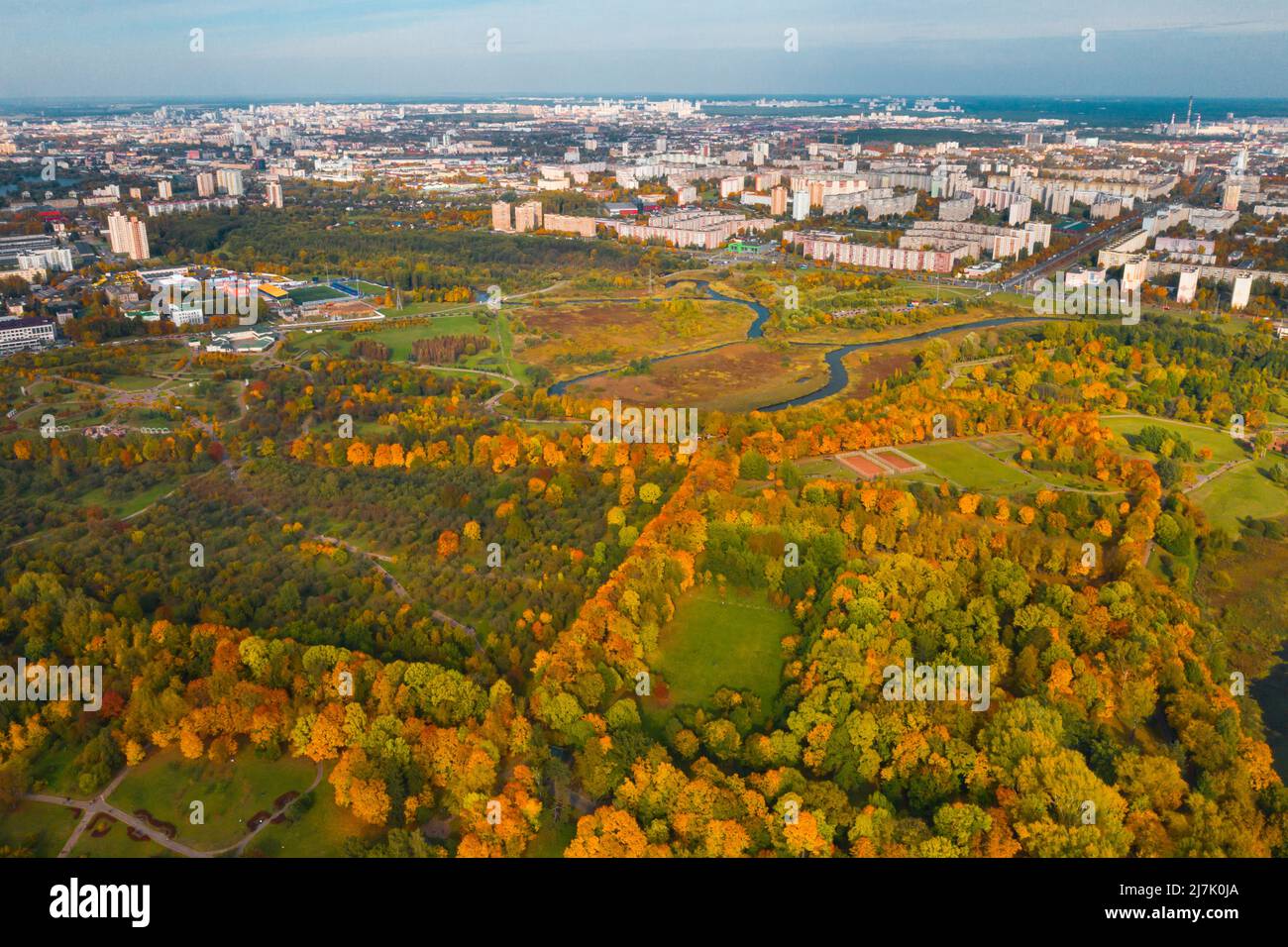 Autumn landscape in Loshitsky Park in Minsk. Belarus.Golden autumn ...