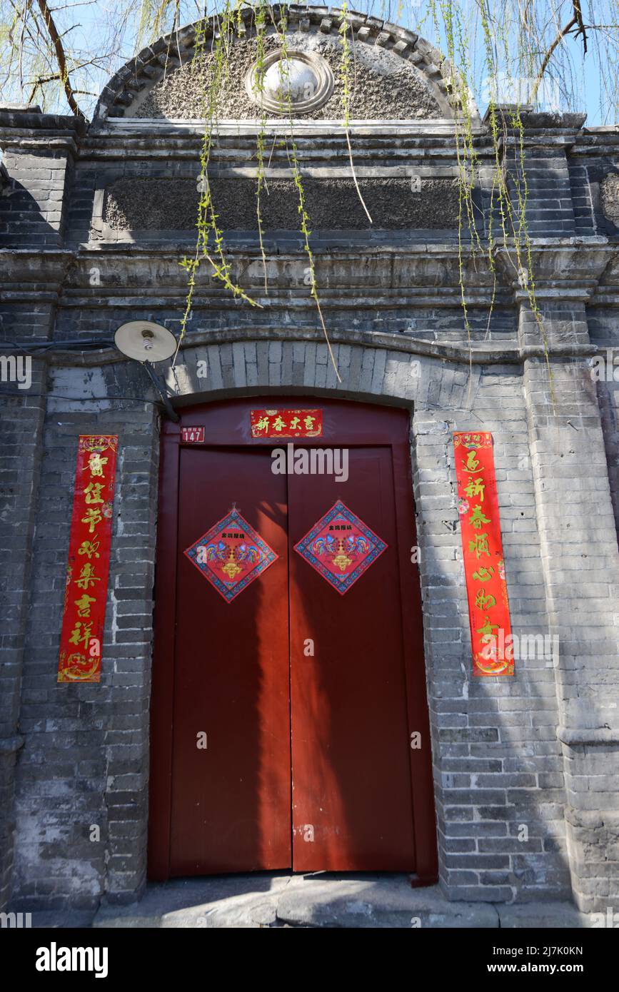 South Luogu lane with its old traditional houses runs through hutong ...