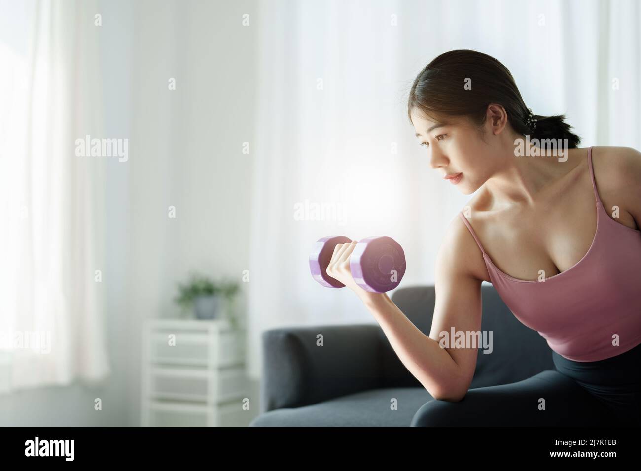 stress relief, , breathing exercises, meditation, portrait of Asian ...