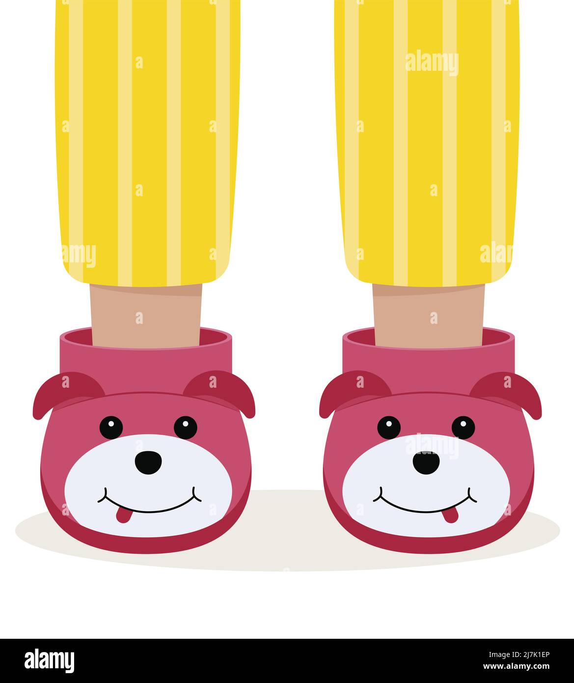 Children pajama slippers. Children feet in funny slippers. Pajama party ...