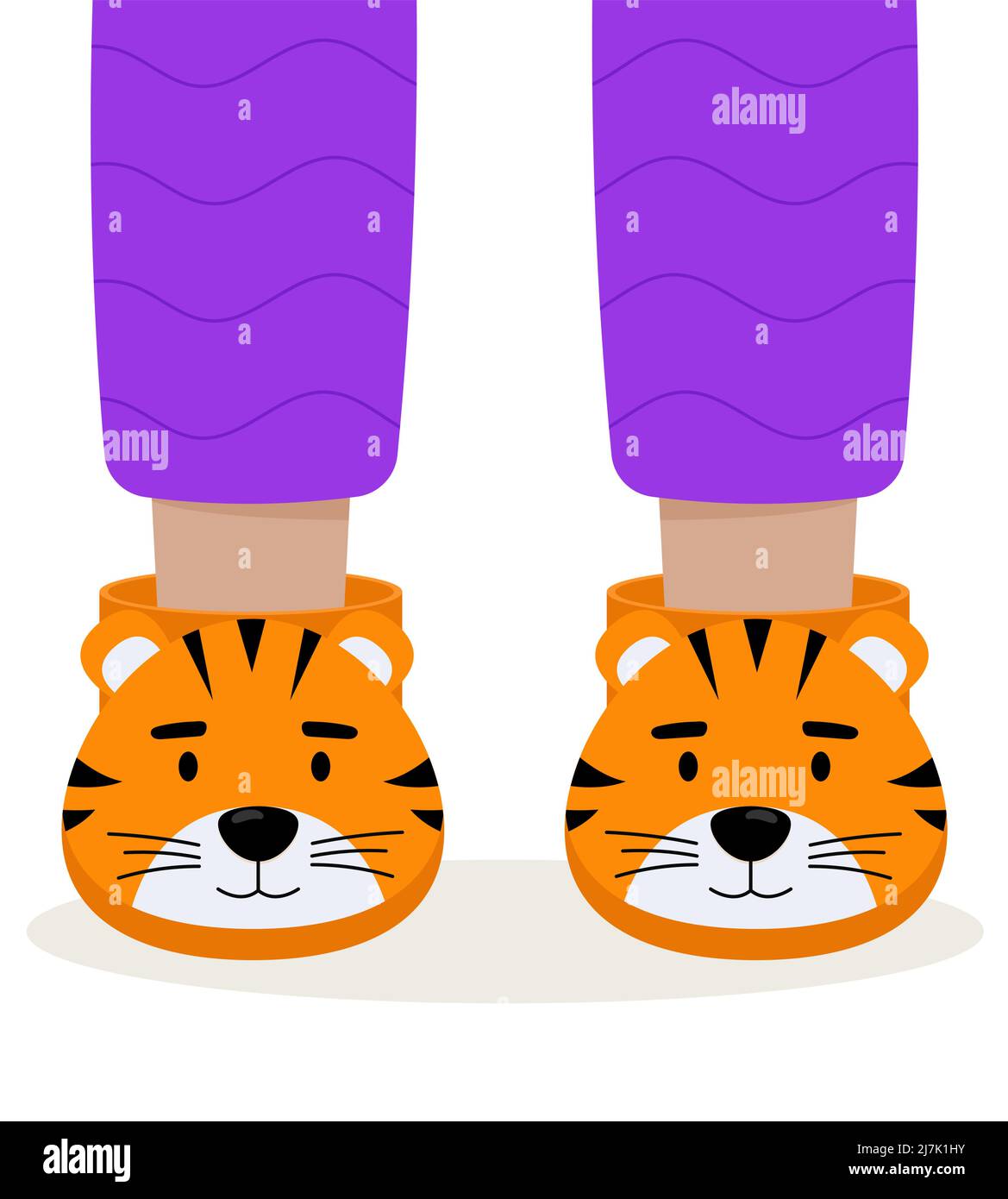 Children pajama slippers. Children feet in funny slippers. Pajama party ...