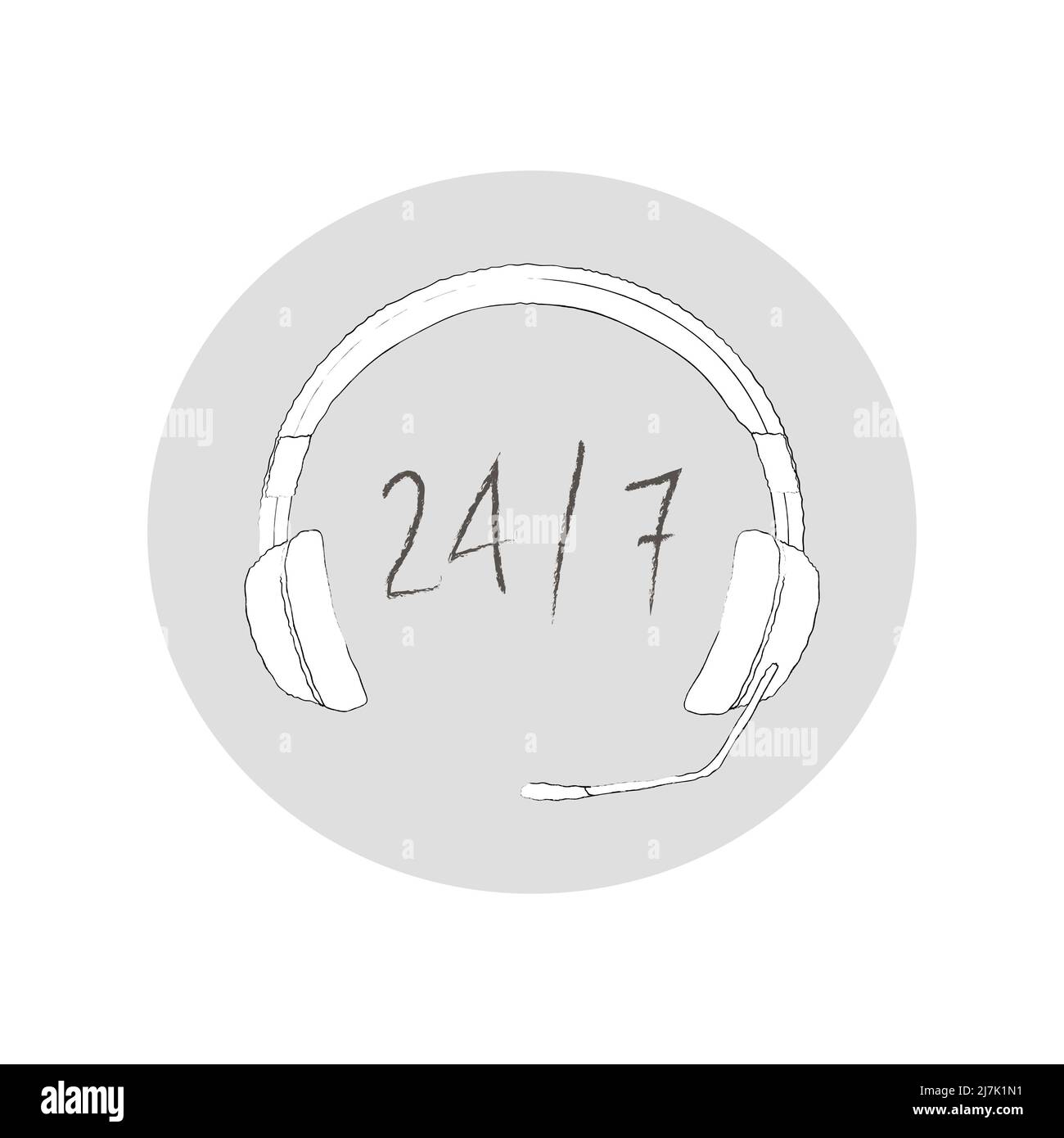 Call Center customer support 24 hours, silhouette icon Stock Photo - Alamy