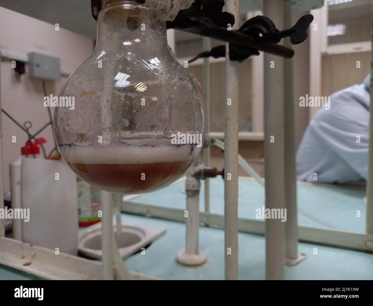 Heating an organic solution on an electric stove in a chemical ...