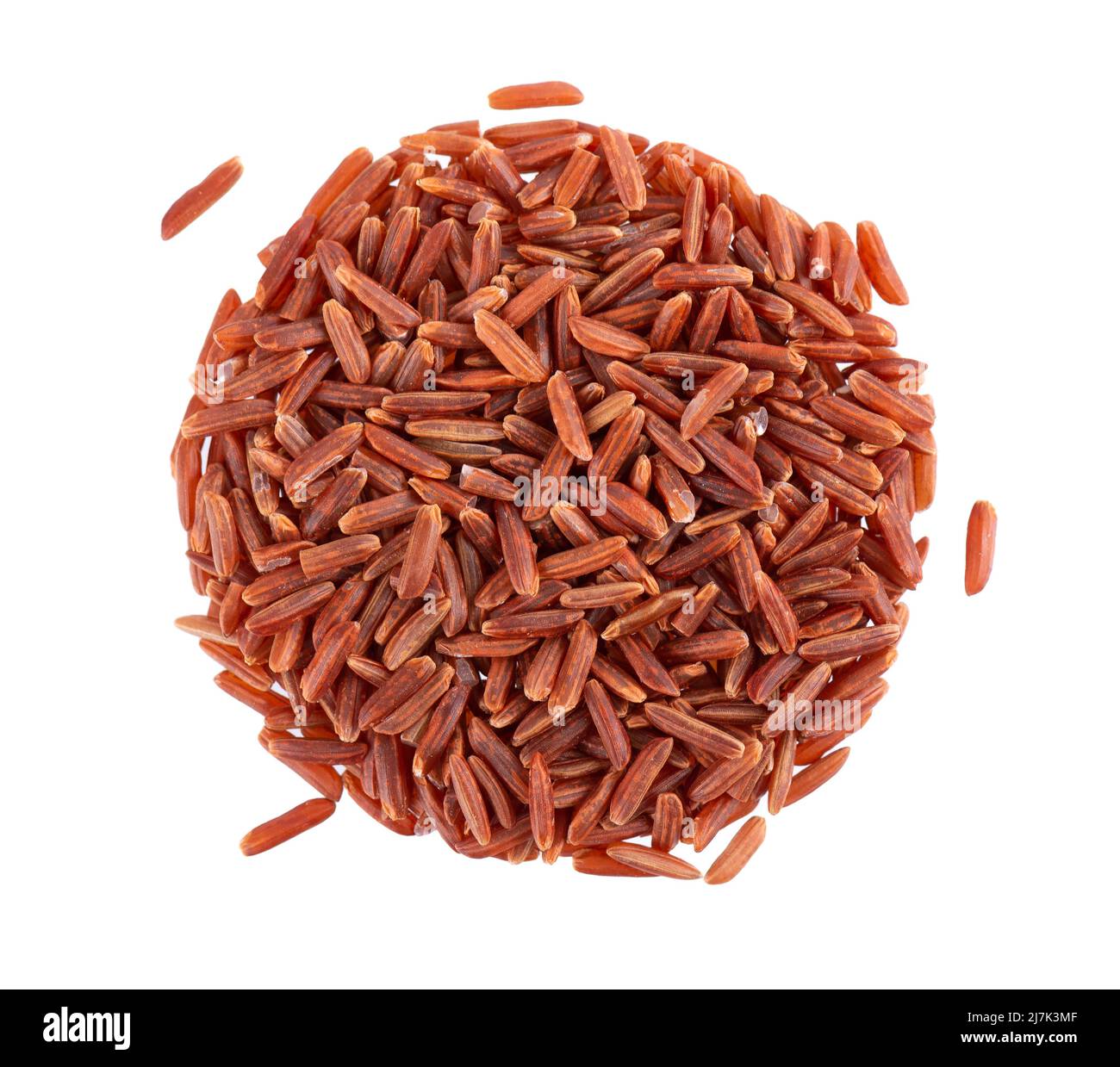 Red rice isolated on white background. Whole grain raw brown rice. Top ...