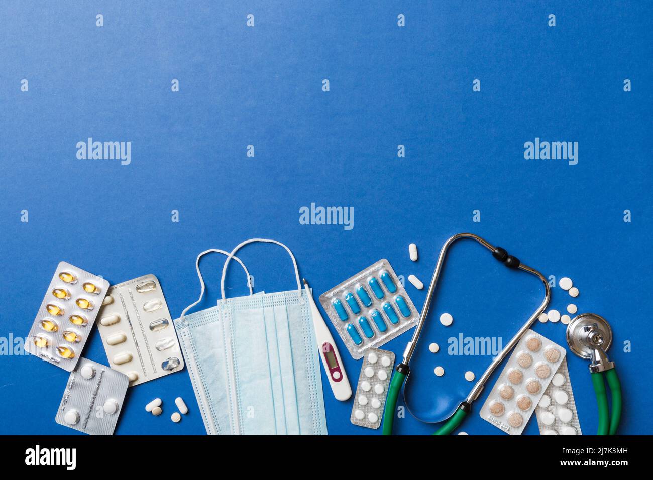 Medical background. Many different various medicine tablets or pills on ...