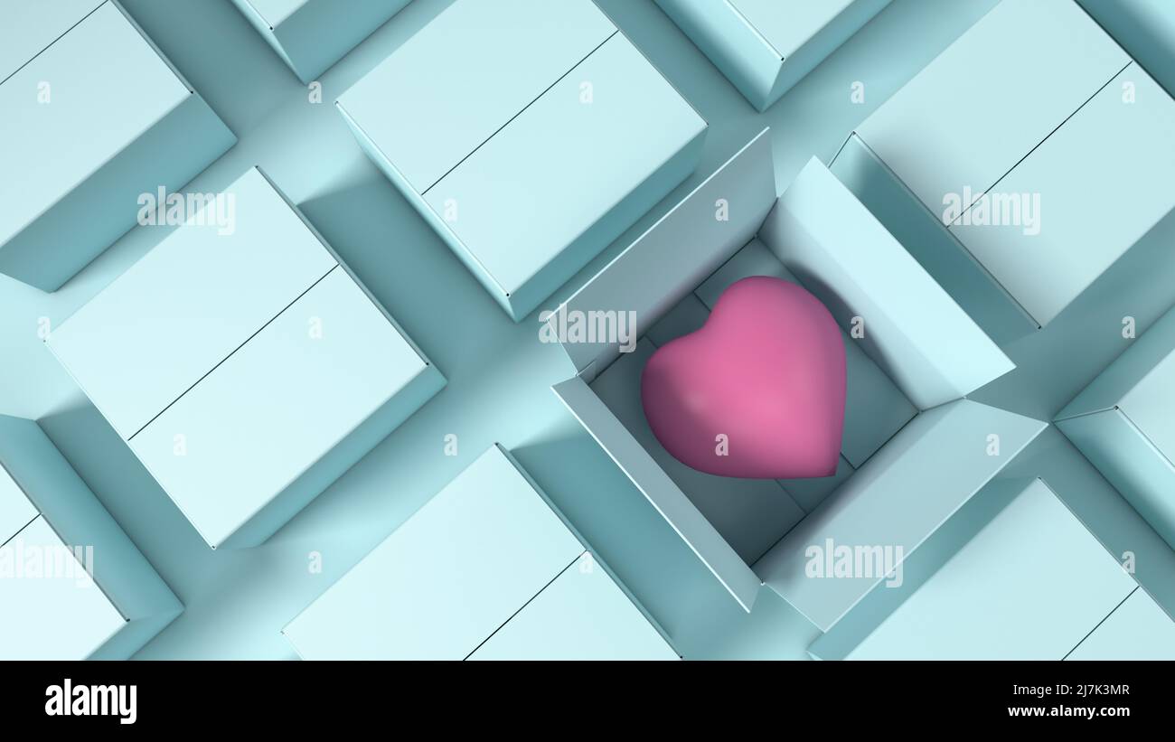 3d rendering of a heart in a box Stock Photo - Alamy