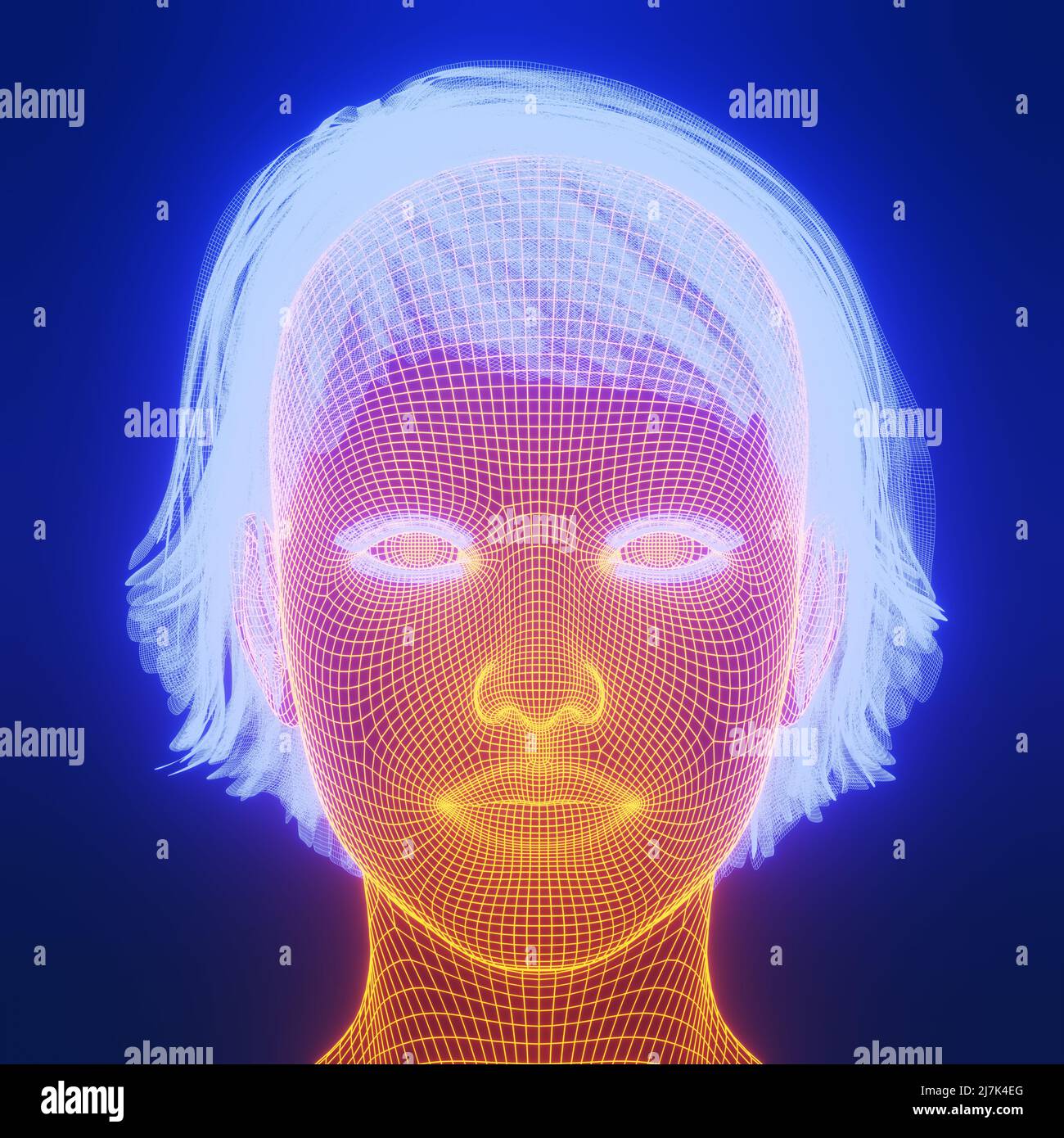 Cyber face avatar, wireframe glow, 3D rendering Stock Photo - Alamy