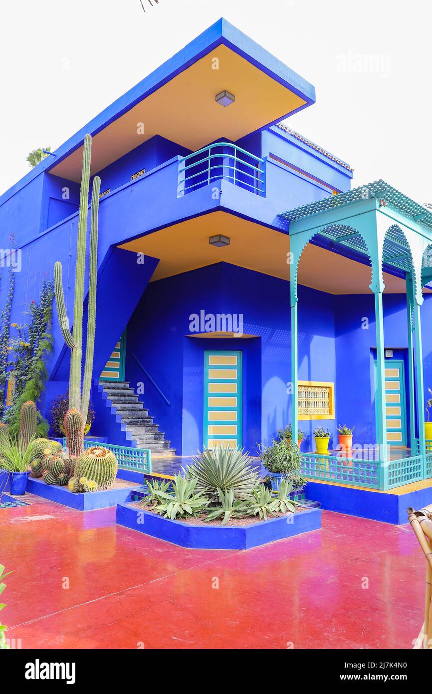 Blue Villa House in Majorelle Garden in Marrakech City, Morocco Stock ...