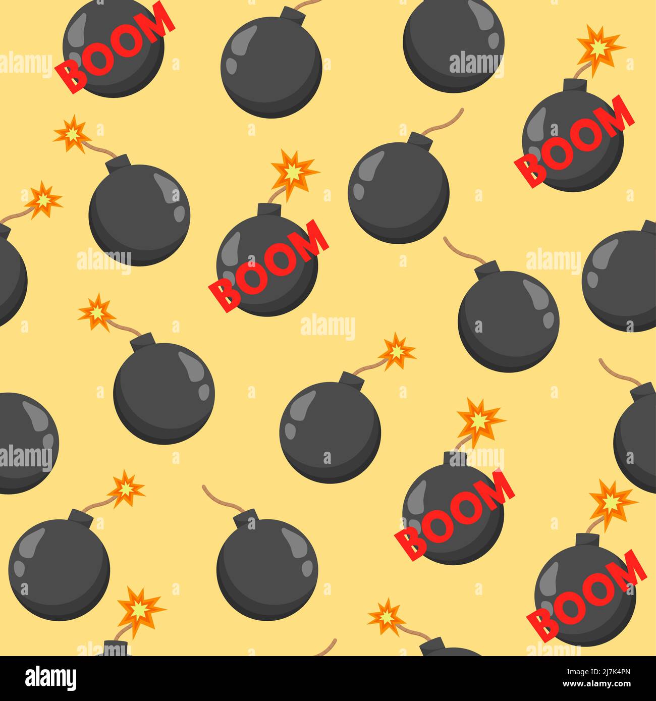 Black bomb seamless pattern. Flat vector Illustration Stock Vector ...