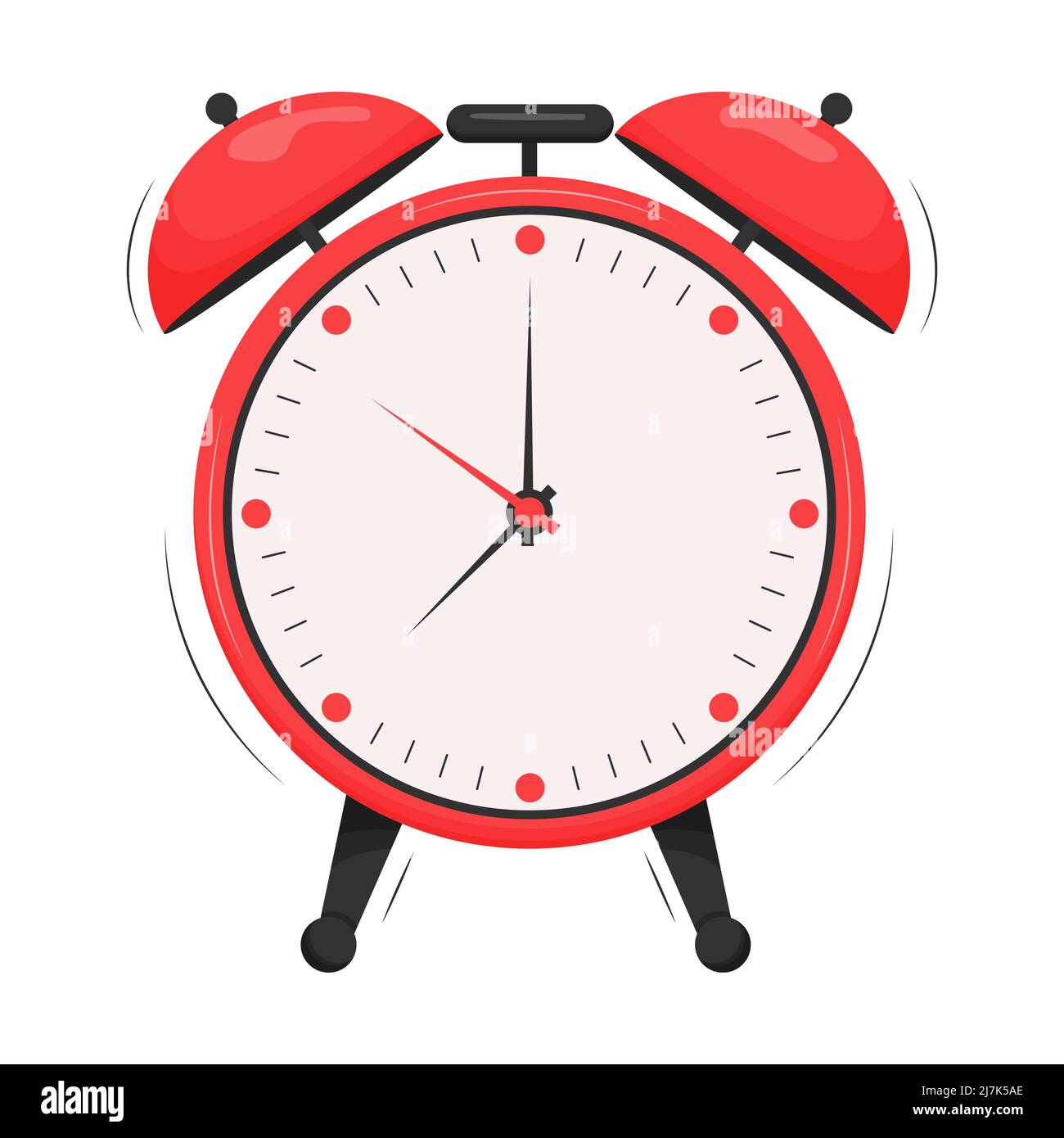 Cartoon alarm clock. Wake-up time isolated on background. Flat vector ...