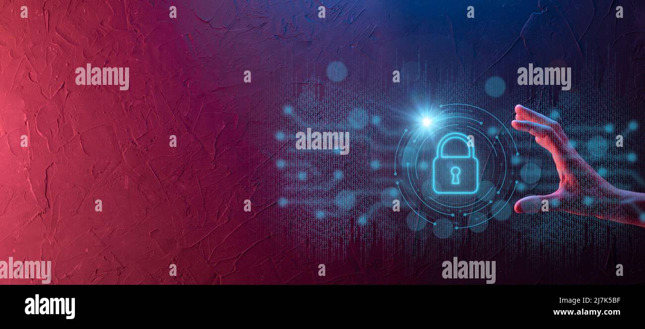 Cyber security network. Padlock icon and internet technology networking ...