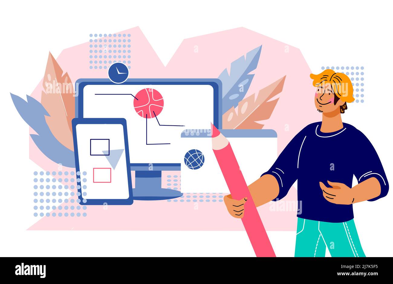 Software development and web design concept. Programming site or app ...