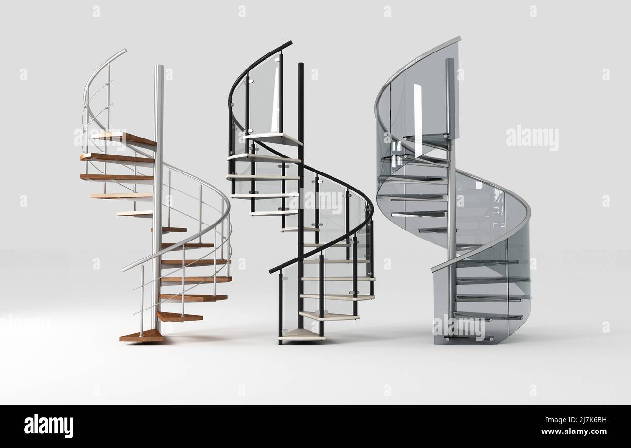 Spiral stairs 3d rendering hi-res stock photography and images - Alamy