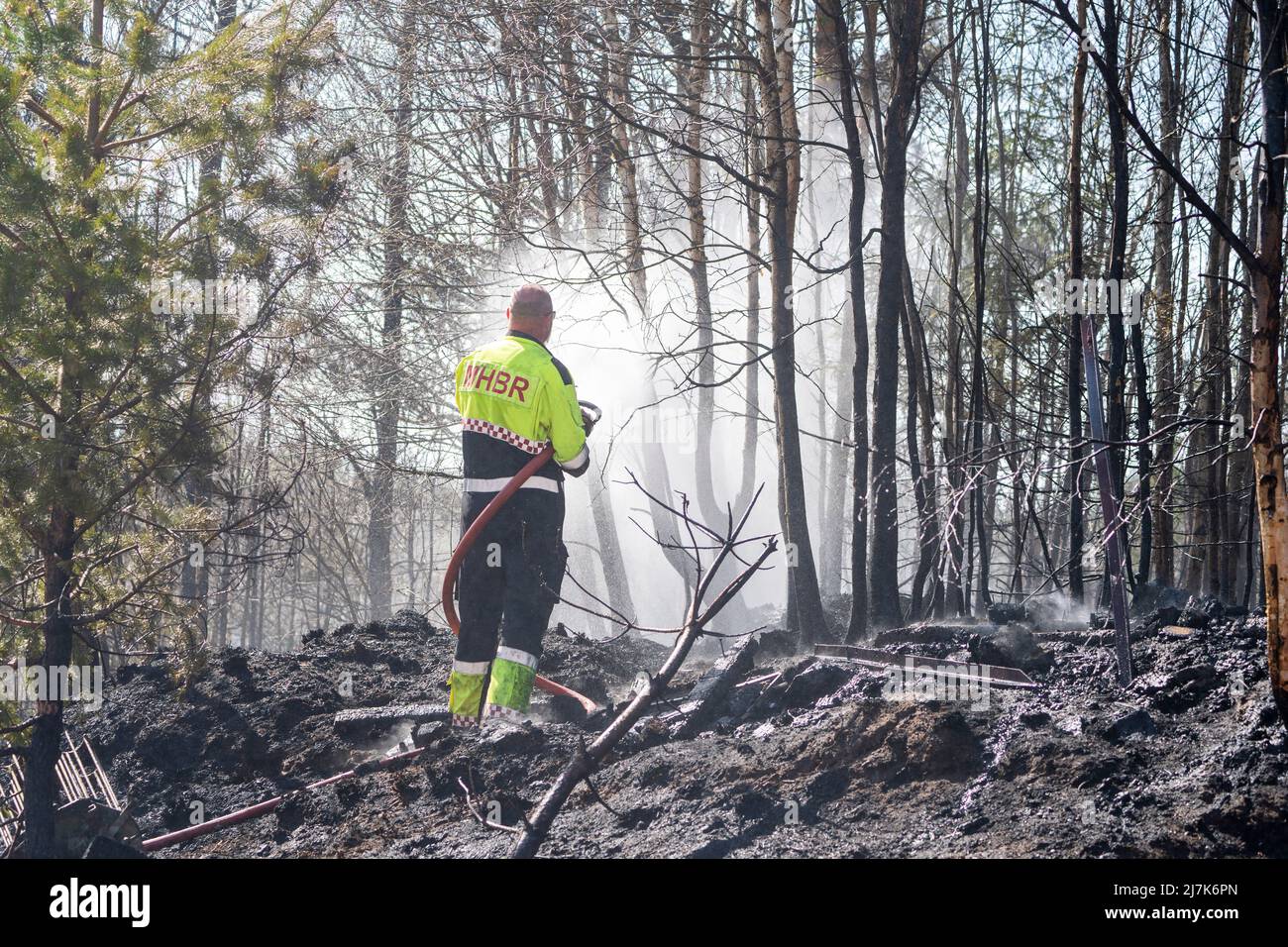 Elverum 20220509.Grass fire in the camp at Terningmoen after military ...