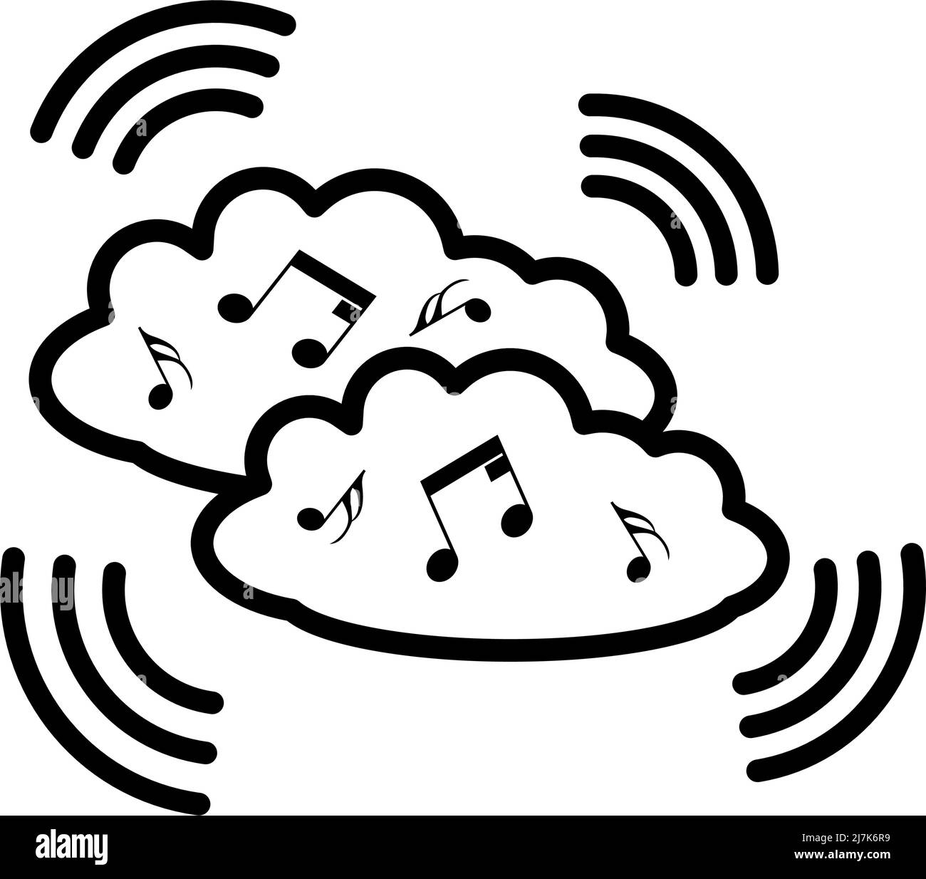 Music Cloud Icon Bold Outline Design With Editable Stroke Width Vector Illustration Stock