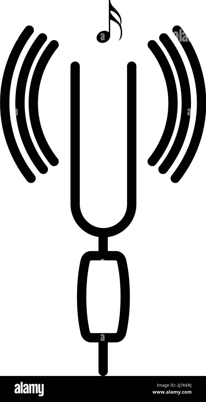 Tuning Fork Icon. Bold outline design with editable stroke width ...