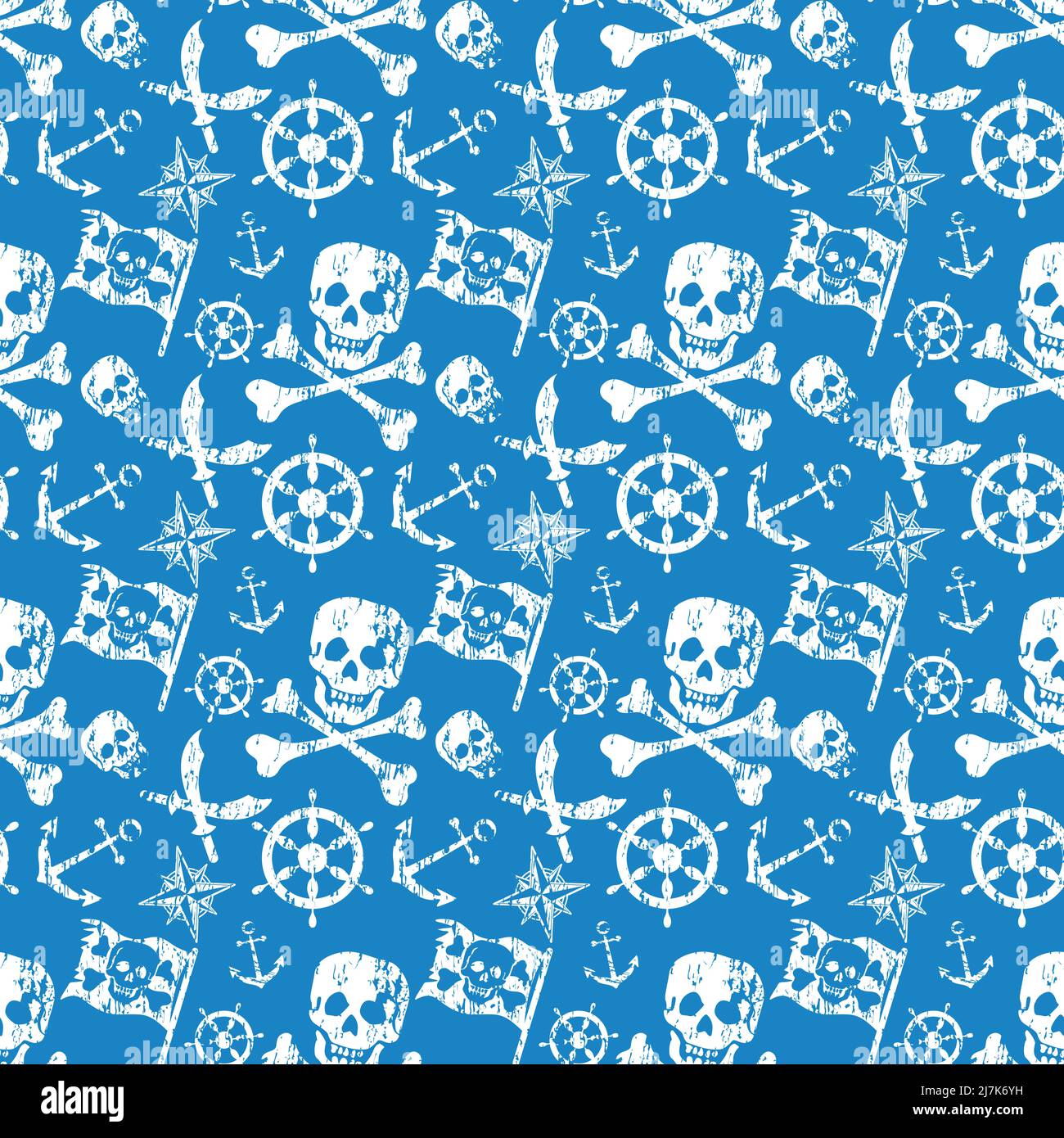 Blue seamless pattern background of pirate theme Stock Photo - Alamy