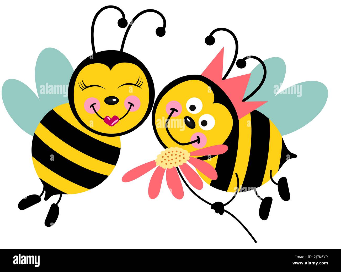 Cute couple of bees in love Stock Photo - Alamy