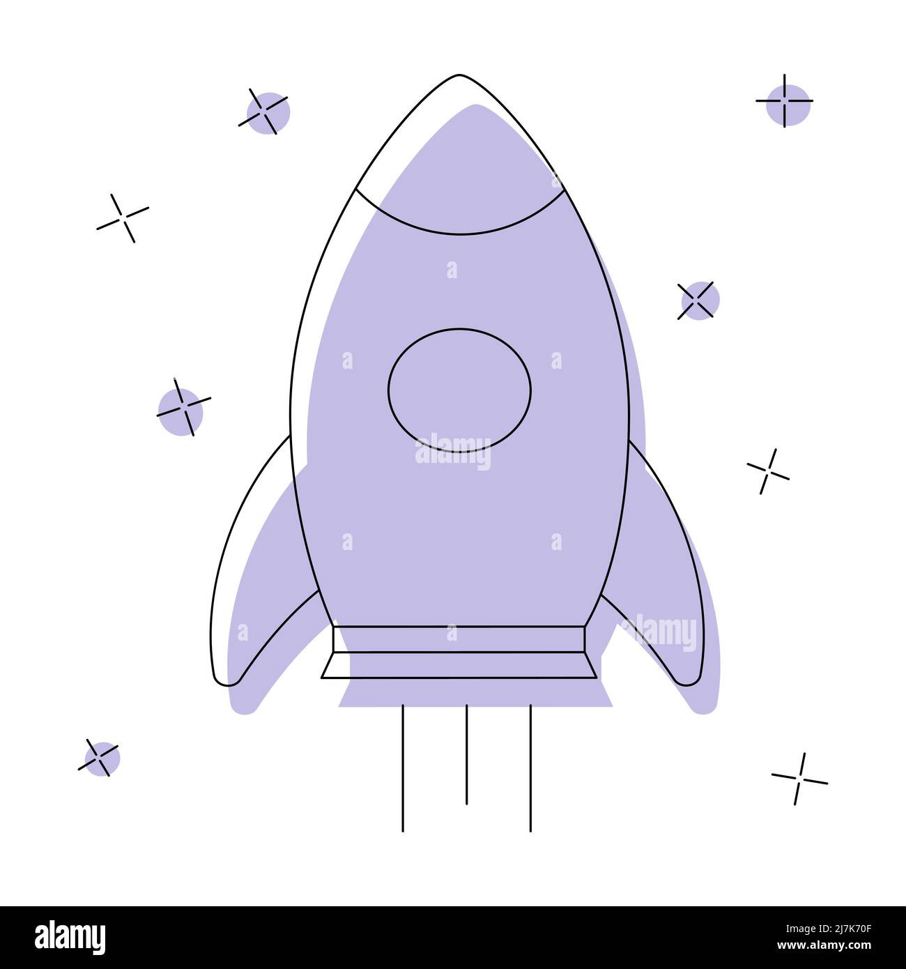 Rocket icon isolated on white background. Flat vector illustration ...
